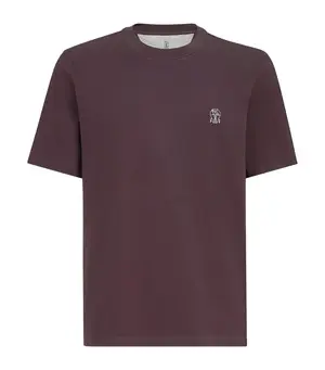 Brunello Cucinelli Cotton Logo T-shirt - Purple