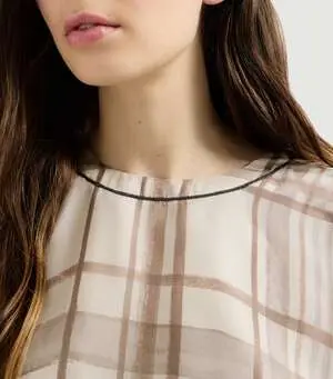 Brunello Cucinelli Silk Check Sleeveless Top