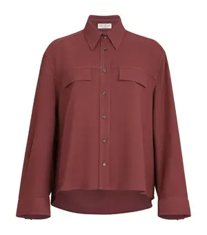 Brunello Cucinelli Virgin Wool-blend Twill Shirt - Red