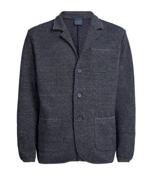 Paul & Shark Virgin Wool-linen Knitted Overshirt - Blue
