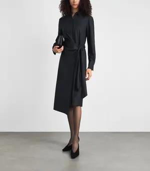 Lafayette 148 New York Cotton Tie-front Midi Shirt Dress