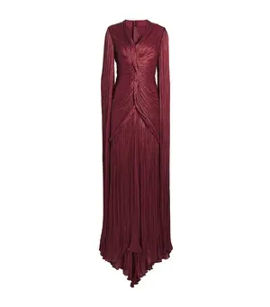 MARMAR HALIM Satin Pleated Cape Gown - Orange