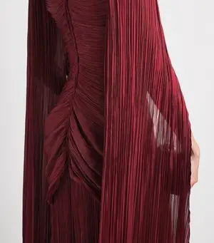 MARMAR HALIM Satin Pleated Cape Gown