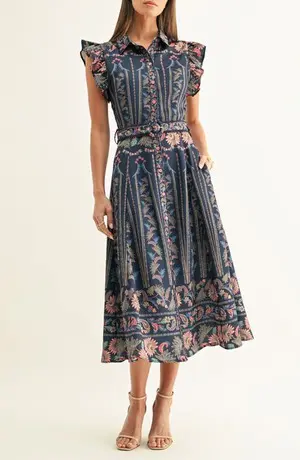 Adelyn Rae Karly Mixed Print Shirtdress