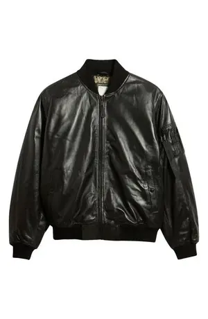 Alpha Industries Ma-1 Heritage Leather Bomber Jacket - Black