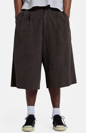 JADED LONDON Goliath Pleated Xl Check Shorts - Blue