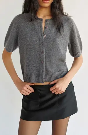 REFORMATION Reformation Maude Recycled Cashmere Blend Short-Sleeve Cardigan