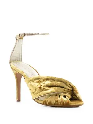 FORTE_FORTE Velvet High Heel Sandals With Ankle Strap - Multicolor