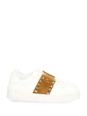 Valentino Garavani Rockstud Untitled Leather And Suede Sneakers - White