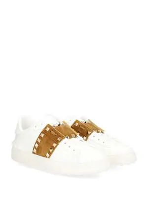 Valentino Garavani Rockstud Untitled Leather And Suede Sneakers - White
