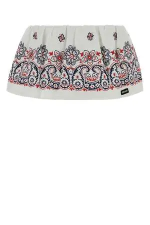 Miu Miu Printed Cotton Blend Mini Skirt