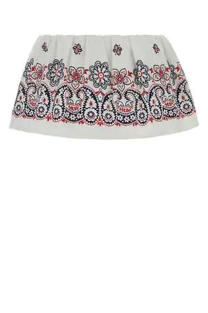 Miu Miu Printed Cotton Blend Mini Skirt