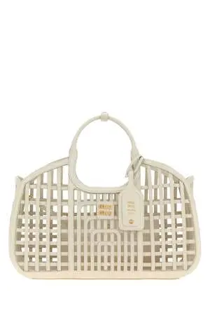 Miu Miu Chalk Leather Shopping Bag