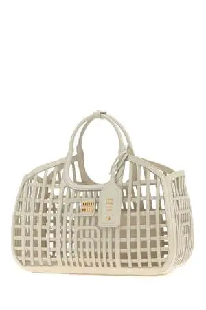 Miu Miu Chalk Leather Shopping Bag