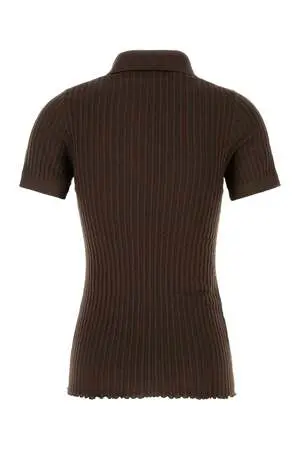 Miu Miu Ribbed Stretch Polo Shirt - Brown