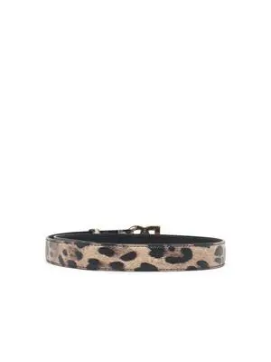 Dolce & Gabbana D' Leopard Leather Logo Belt