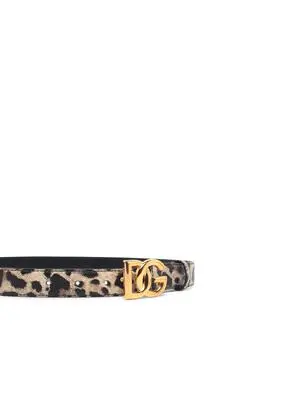 Dolce & Gabbana D' Leopard Leather Logo Belt