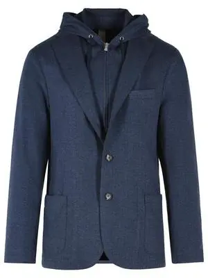 Eleventy ELEVENTY Polyester Blend Blazer With Removable Hood Blue