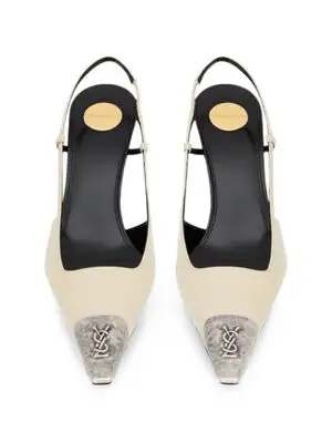 Saint Laurent Slingback Pumps With Emblem Detail