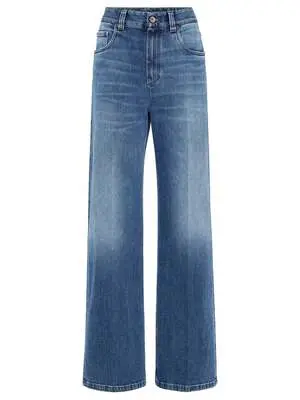 Brunello Cucinelli Loose Fit Embroidered Jeans - Blue