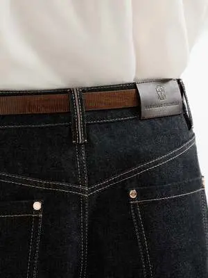 Brunello Cucinelli Loose Barrel Leg Jeans In No Fade Denim - Black