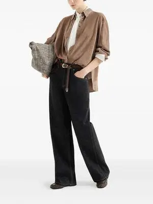 Brunello Cucinelli Loose Barrel Leg Jeans In No Fade Denim - Black