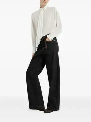 Brunello Cucinelli Loose Barrel Leg Jeans In No Fade Denim - Black