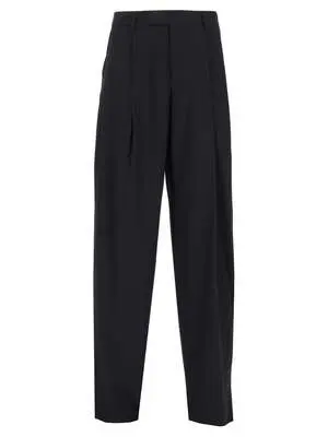 Giorgio Armani Oversized Trousers In Virgin Wool Crepe - Blue