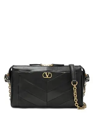 Valentino Garavani Panthea Small Shoulder Bag In Nappa Leather With Chevron Pattern - Black