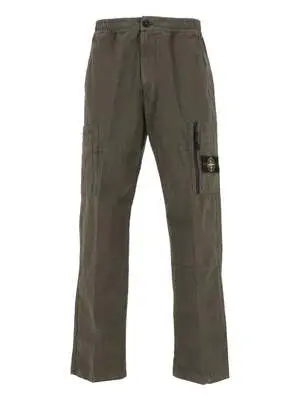 Stone Island Cargo Trousers In Organic Cotton - Gray