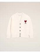 AMI Paris V-neck Cardigan With De Cœur Logo - Multicolor