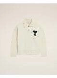 AMI Paris Polo Sweater With Contrasted De Coeur - Multicolor