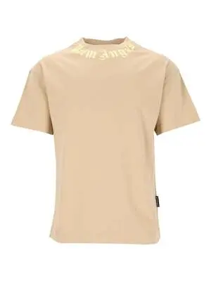 Palm Angels Neck Logo T-shirt - Cream