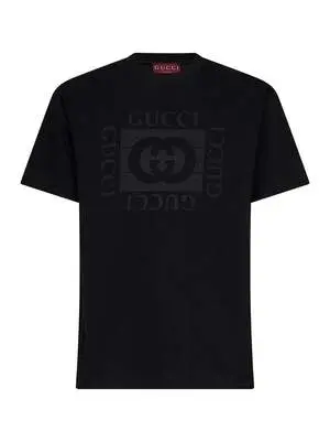Gucci Black Cotton Jersey Printed T-shirt - Multicolor