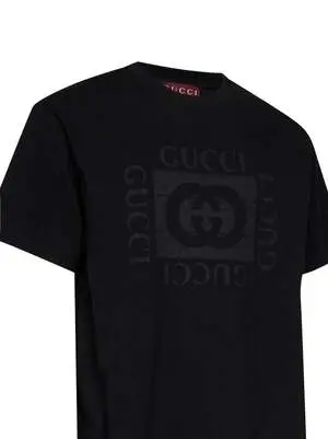 Gucci Black Cotton Jersey Printed T-shirt
