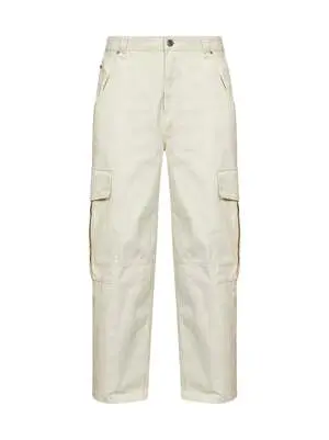 AMI Paris Ivory Cotton Baggy-fit Cargo Trousers - Multicolor