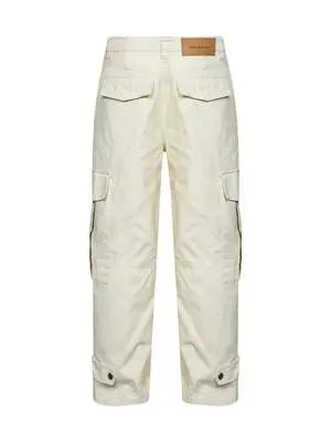 AMI Paris Ivory Cotton Baggy-fit Cargo Trousers
