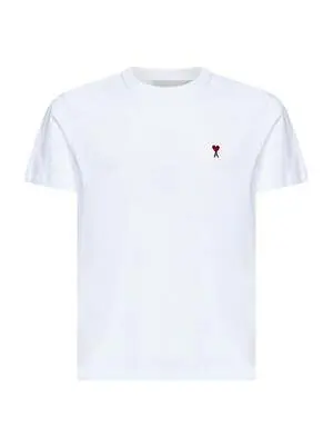 AMI Paris White Cotton De Cœur T-shirt - Multicolor