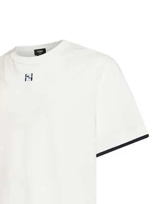 Fendi White Jersey Oversized T-shirt With Contrasting Trims