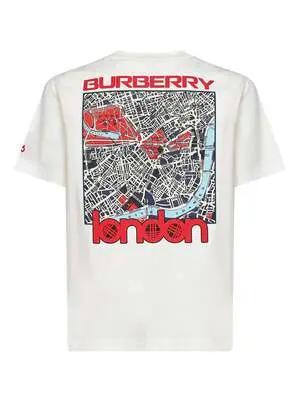 Burberry Chalk Cotton T-shirt With London Map Print