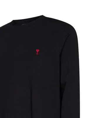 AMI Paris Black Cotton De Cœur Long-sleeved T-shirt