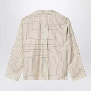 TOTEME Monogram Pajama Shirt In Ivory Silk