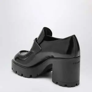 Prada Brushed Leather Heeled Loafers
