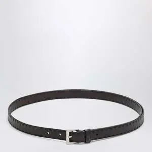 Prada Slim Leather Belt In Coffee - Brown