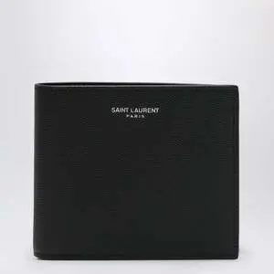 Saint Laurent East/west Wallet In Grain De Poudre Leather - Black