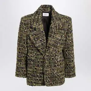 Saint Laurent Single-breasted Khaki Grey Tweed Jacket - Green