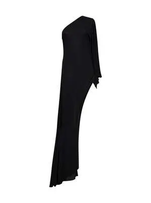 Gucci Black Viscose Jersey Asymmetric Long Dress - Multicolor