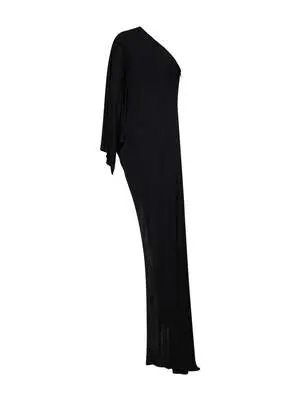 Gucci Black Viscose Jersey Asymmetric Long Dress