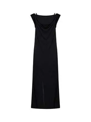 Bottega Veneta Black Viscose Crêpe Jersey Long Dress - Multicolor