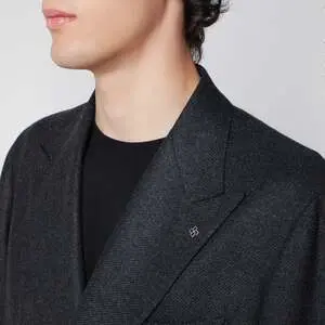 Tagliatore Anthracite Grey Double-breasted Jacket In Wool And Cashmere